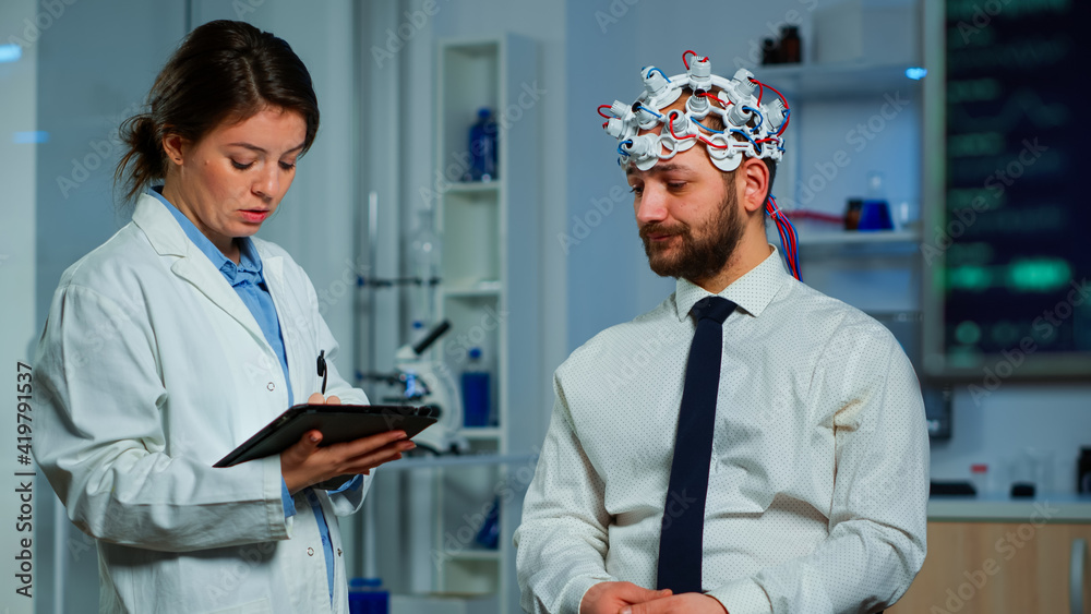 Expert research doctor in neuroscience developing treatment for ...