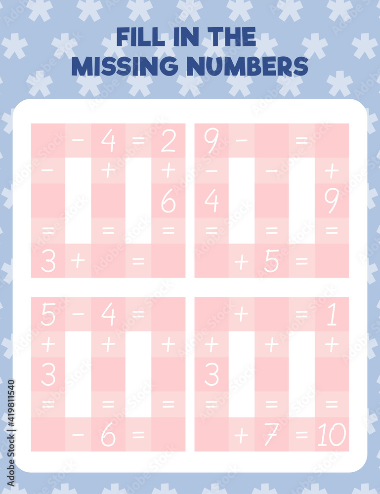 Math worksheet practice print page. Fill in the missing numbers. Count ...