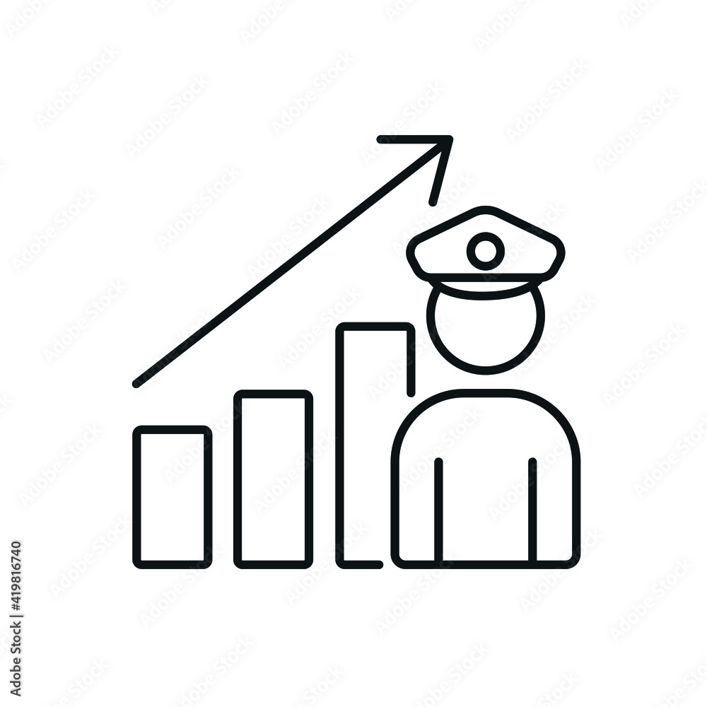 Police career progression linear icon. Law enforcement. Thin line ...