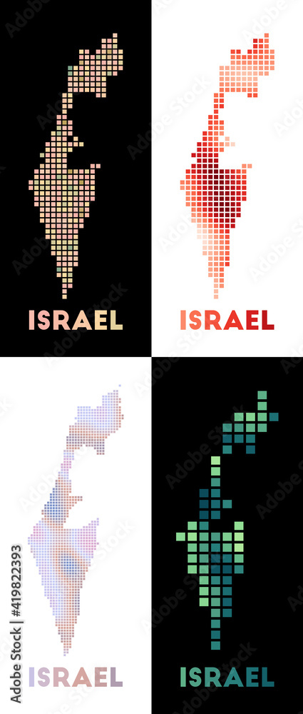 Israel map. Collection of map of Israel in dotted style. Borders of the ...