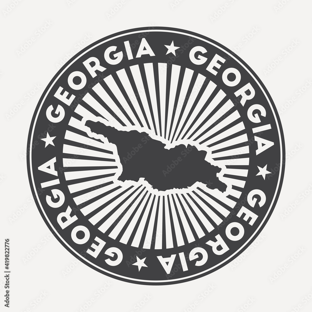 Georgia round logo. Vintage travel badge with the circular name and map ...