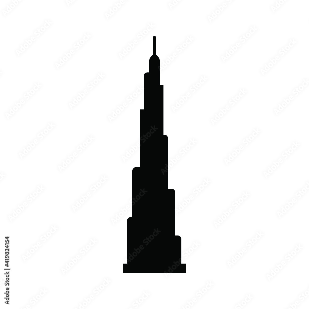 Burj Khalifa tower icon. UAE Dubai symbol. Stock Vector | Adobe Stock