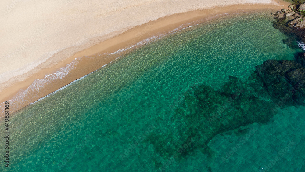 Tossa de Mar (Spain) shore, sea beach with a nice color and no poeple ...