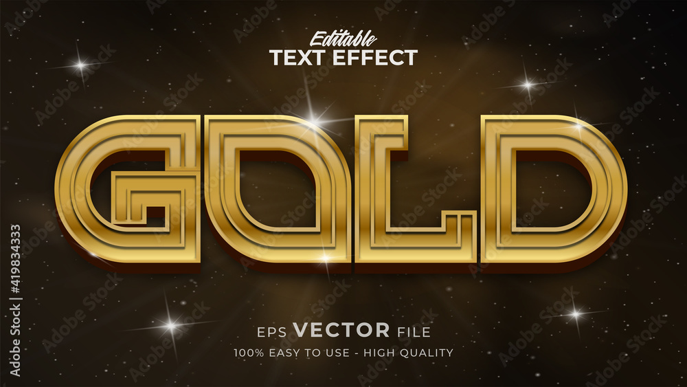 Editable text style effect - Gold text style theme Stock Vector | Adobe ...