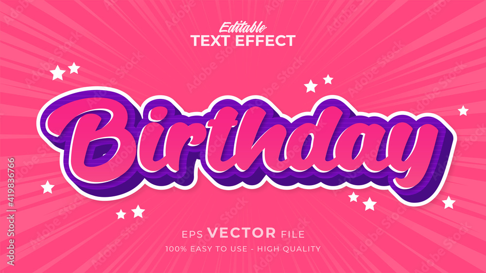 Editable text style effect - Birthday text style theme Stock Vector ...
