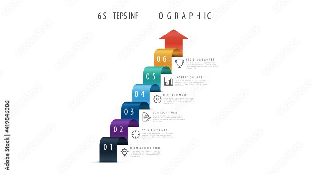 6 stairs of steps, infographic element template, layout design vector ...