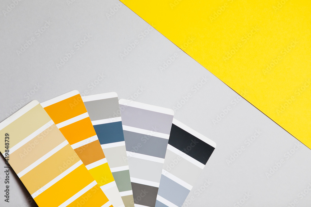Gray and yellow color palette. Color palette with various samples ...