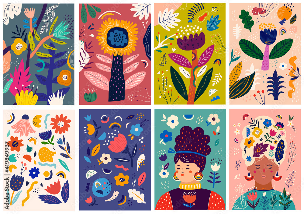 Beautiful bright spring wallpapers, posters, covers, cards with flowers ...