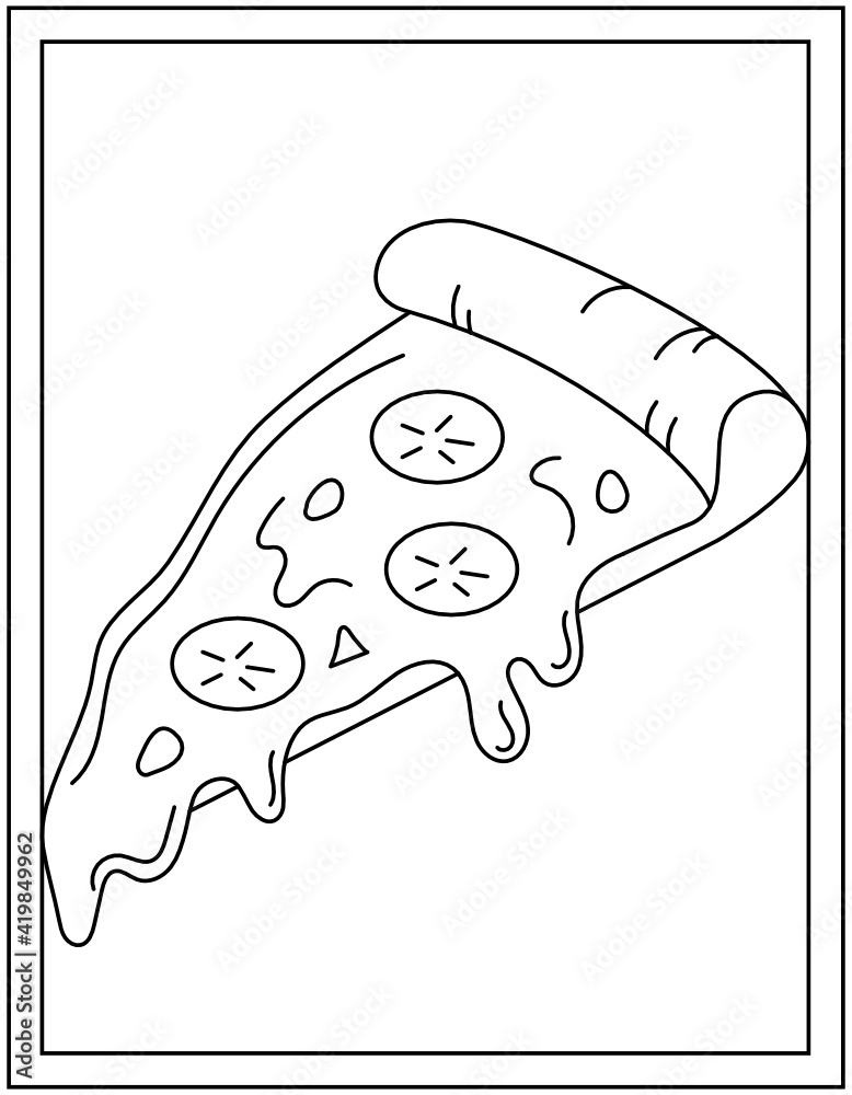 Pizza slice coloring page designed in hand drawn vector Stock Vector ...