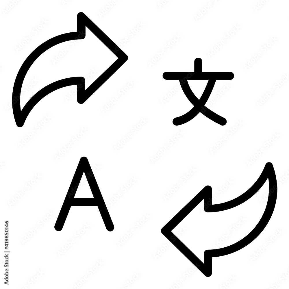 Translator Software Button Concept Vector line Icon Design, Language ...