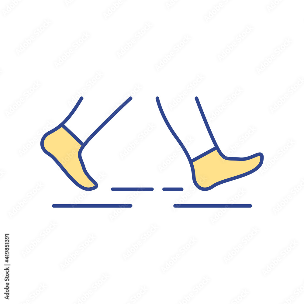 Physical movements RGB color icon. Human body movement, balance ...