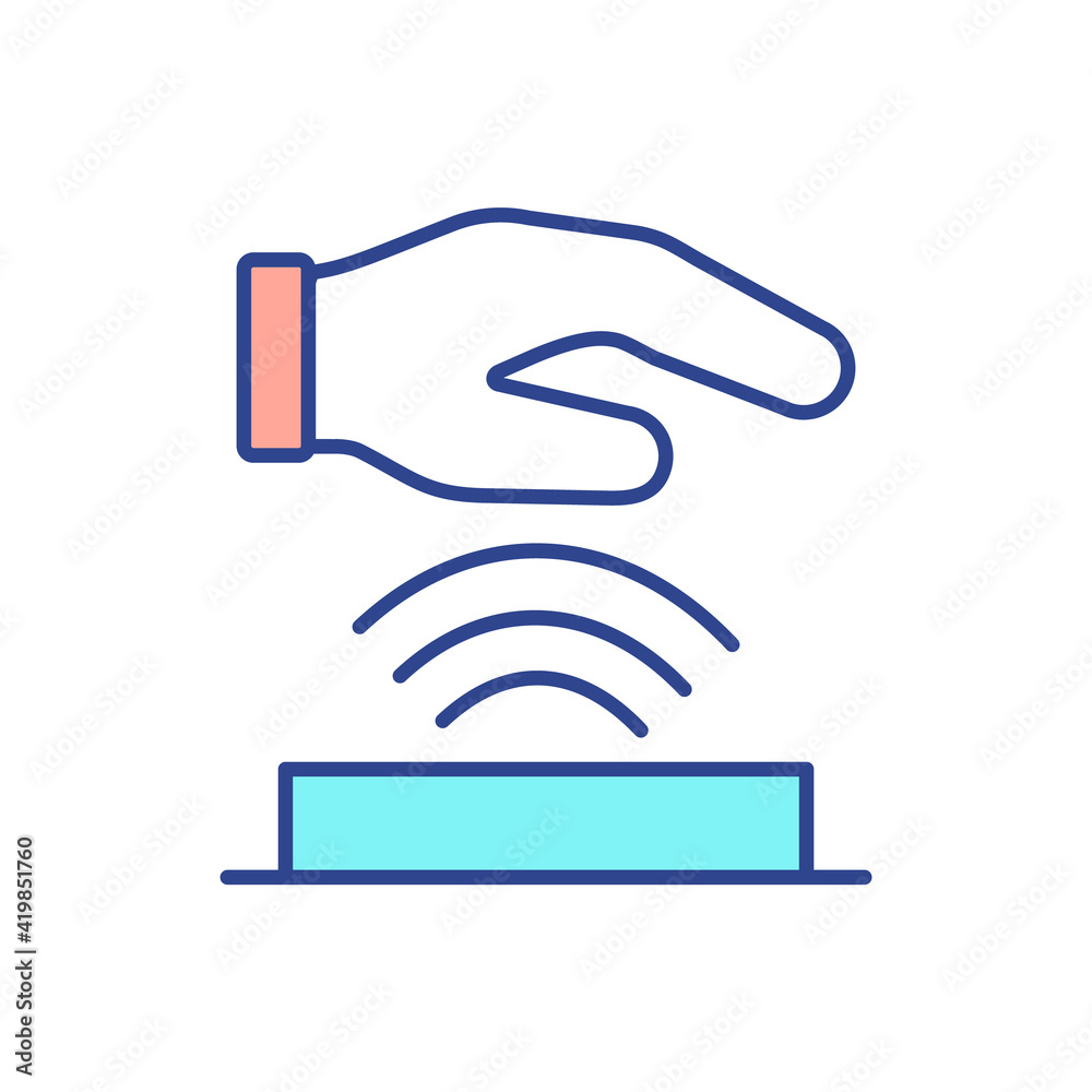 Biometric handscanner RGB color icon. Palm vein scan. Unique encrypted ...
