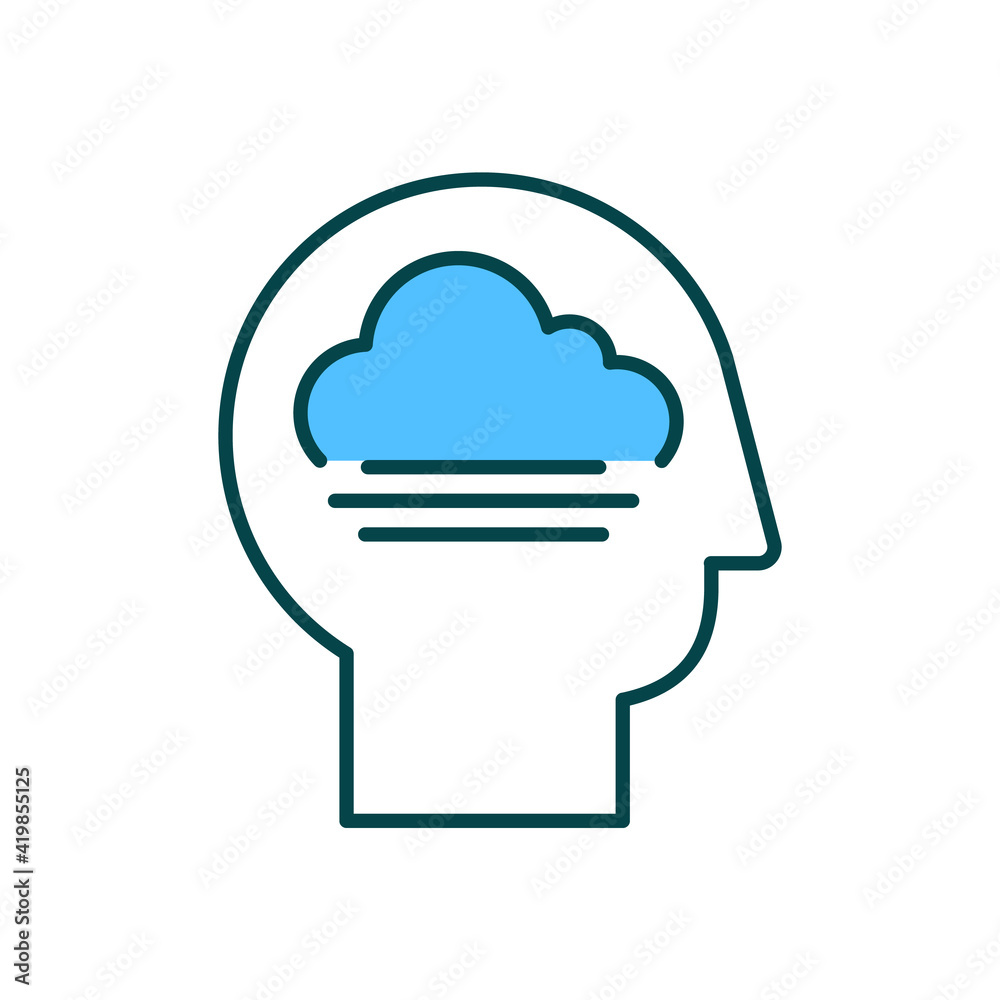 Impaired consciousness RGB color icon. Brain damage. Memory loss ...