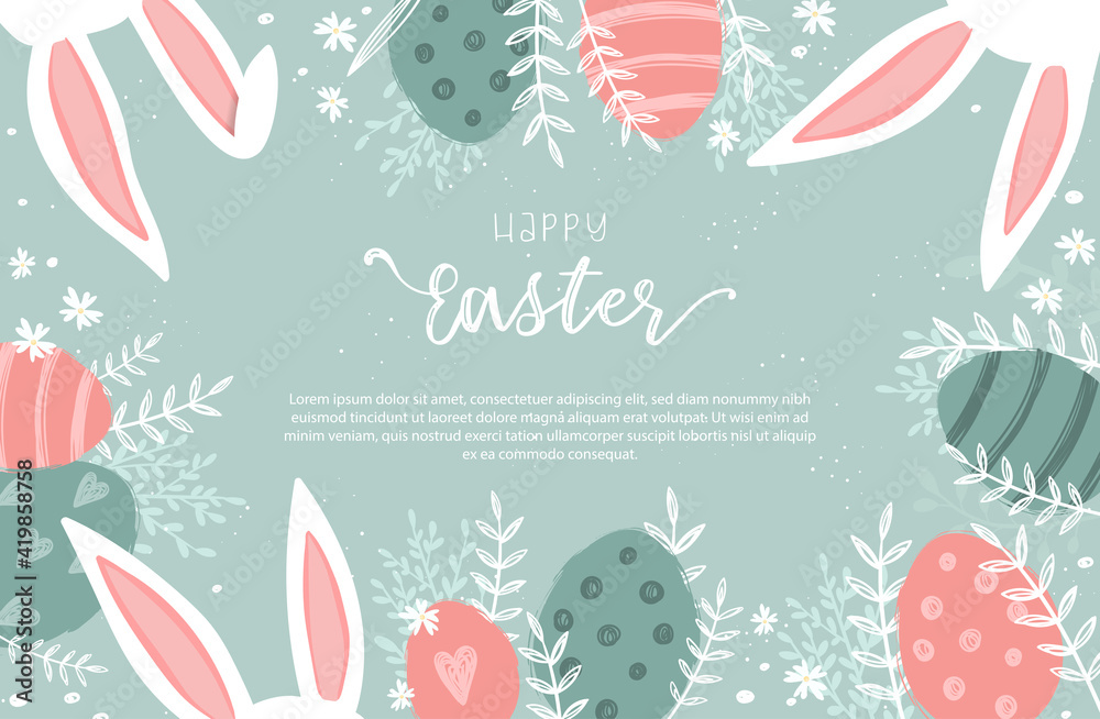 Cute hand drawn Easter template, cute doodle style, great for ...