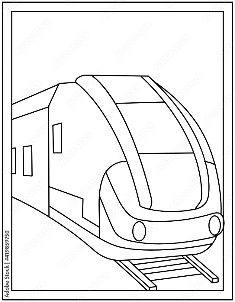 Bullet train coloring page designed in hand drawn vector Stock Vector ...