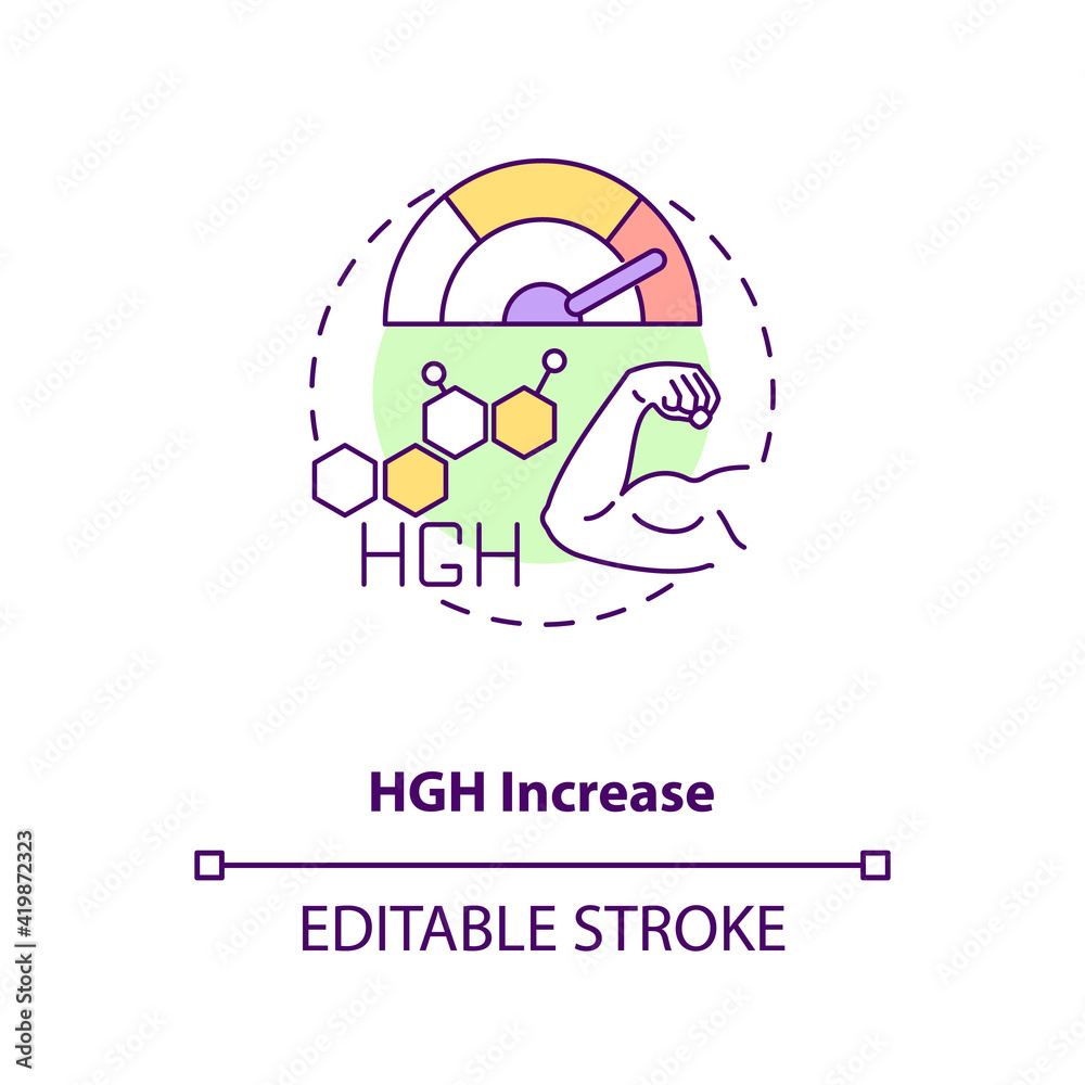 HGH increase concept icon. Human growth hormone. Improve performance ...