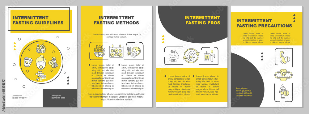 Intermittent fasting tips brochure template. Pros, precautions. Flyer ...