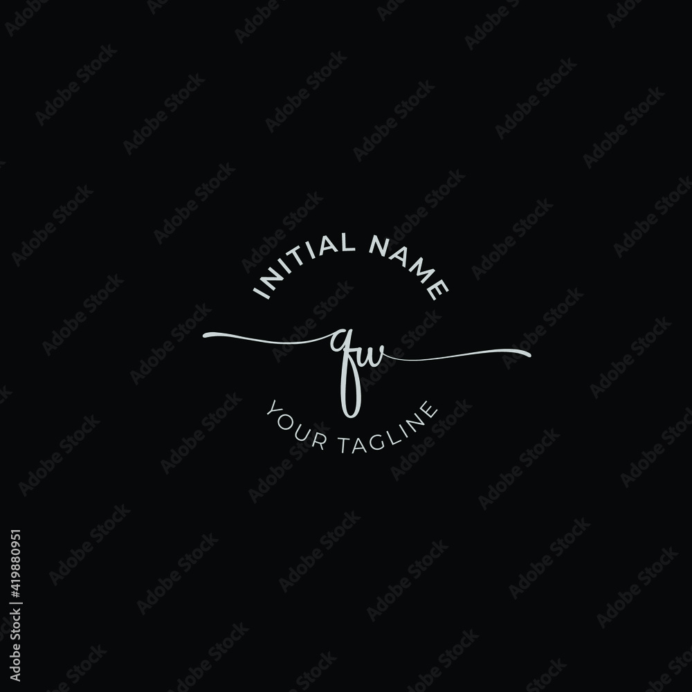 qw Initial handwriting signature logo vector. Hand lettering for ...