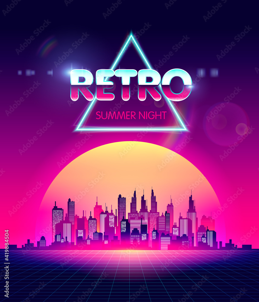Retro Future of the 80s 1980s Retro Futuristic Background Style. Stock ...