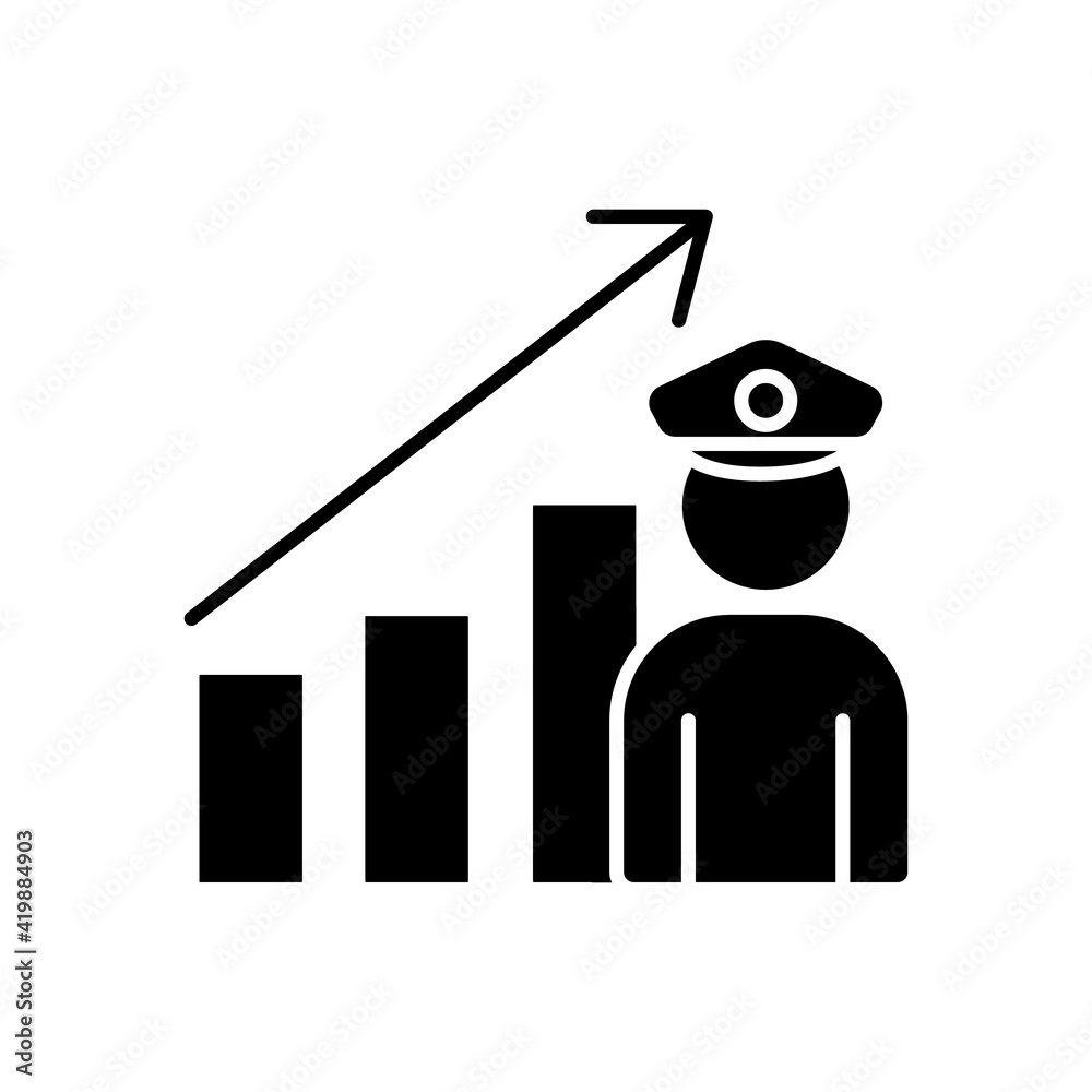 Police career progression glyph icon. Law enforcement. Thin line ...