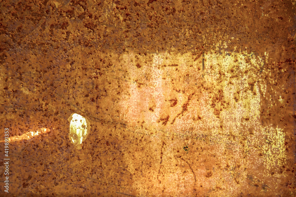 Oxide steel texture for background. Rusty metal panel with streaks of ...