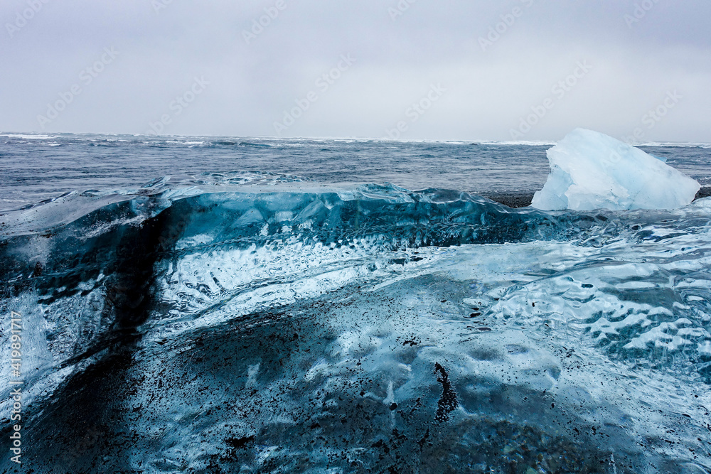 jökulsárlón, glacier lagoon, iceland, lagoon beach, floating ice ...