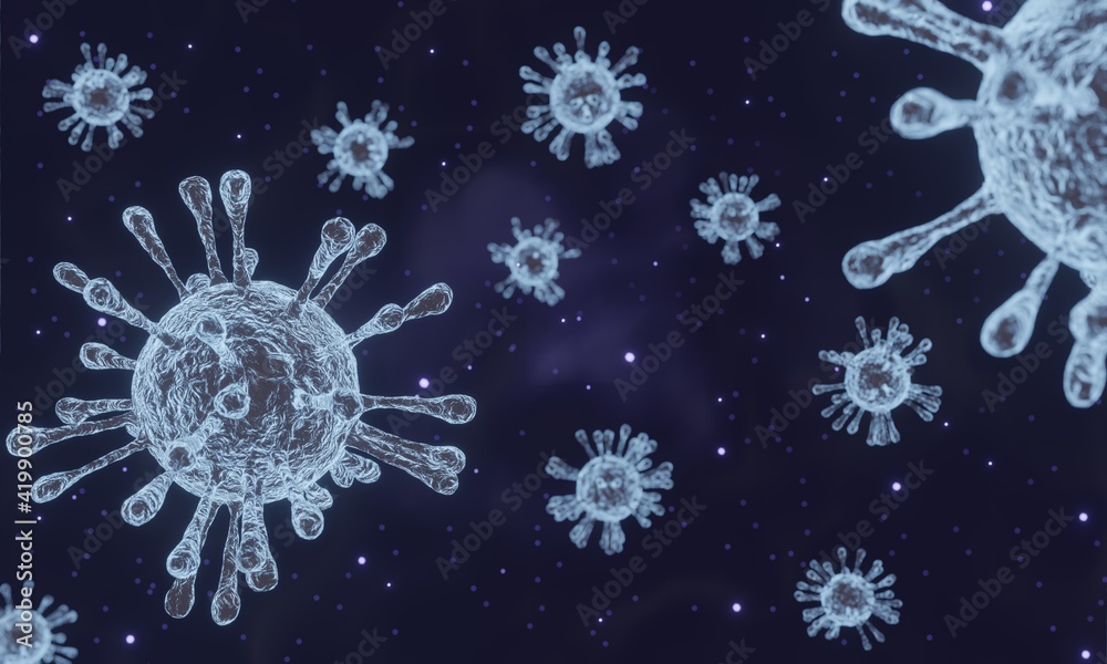 3d render, Big Corona, Big Covid-19 ,Hpv viruses, influenza virus ...