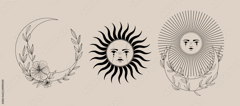 Vector illustration set of moon phases. Different stages of moonlight ...