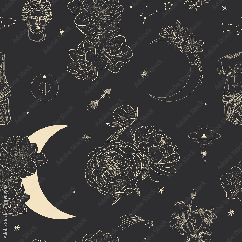 Vector illustration set of moon phases. Different stages of moonlight ...