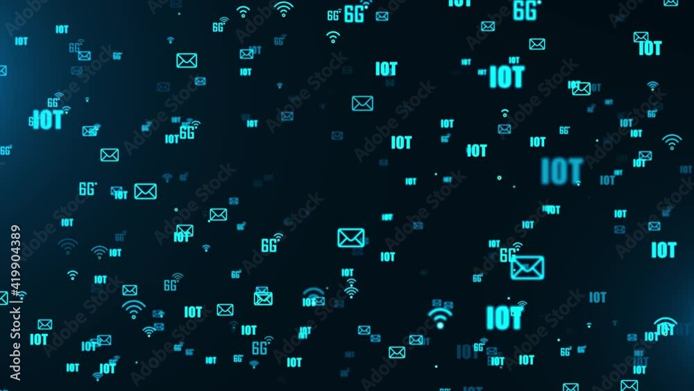 4k 6G internet of things IOT Motion graphic loop Animation of Digital ...