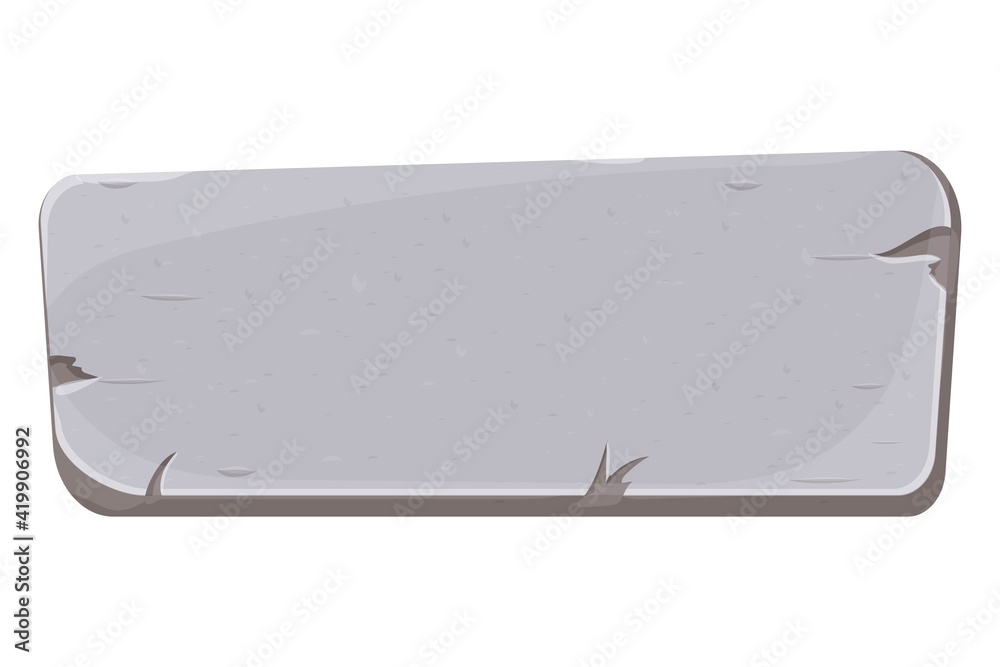 Stone banner, panel, textured cartoon frame with cracked elements ...