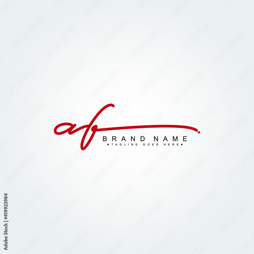 Initial Letter AF Logo - Handwritten Signature Style Logo Stock Vector ...
