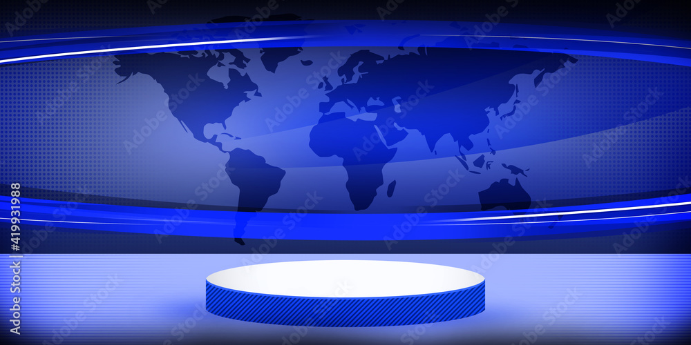 Abstract Modern Breaking News Studio Style Room Background with World ...
