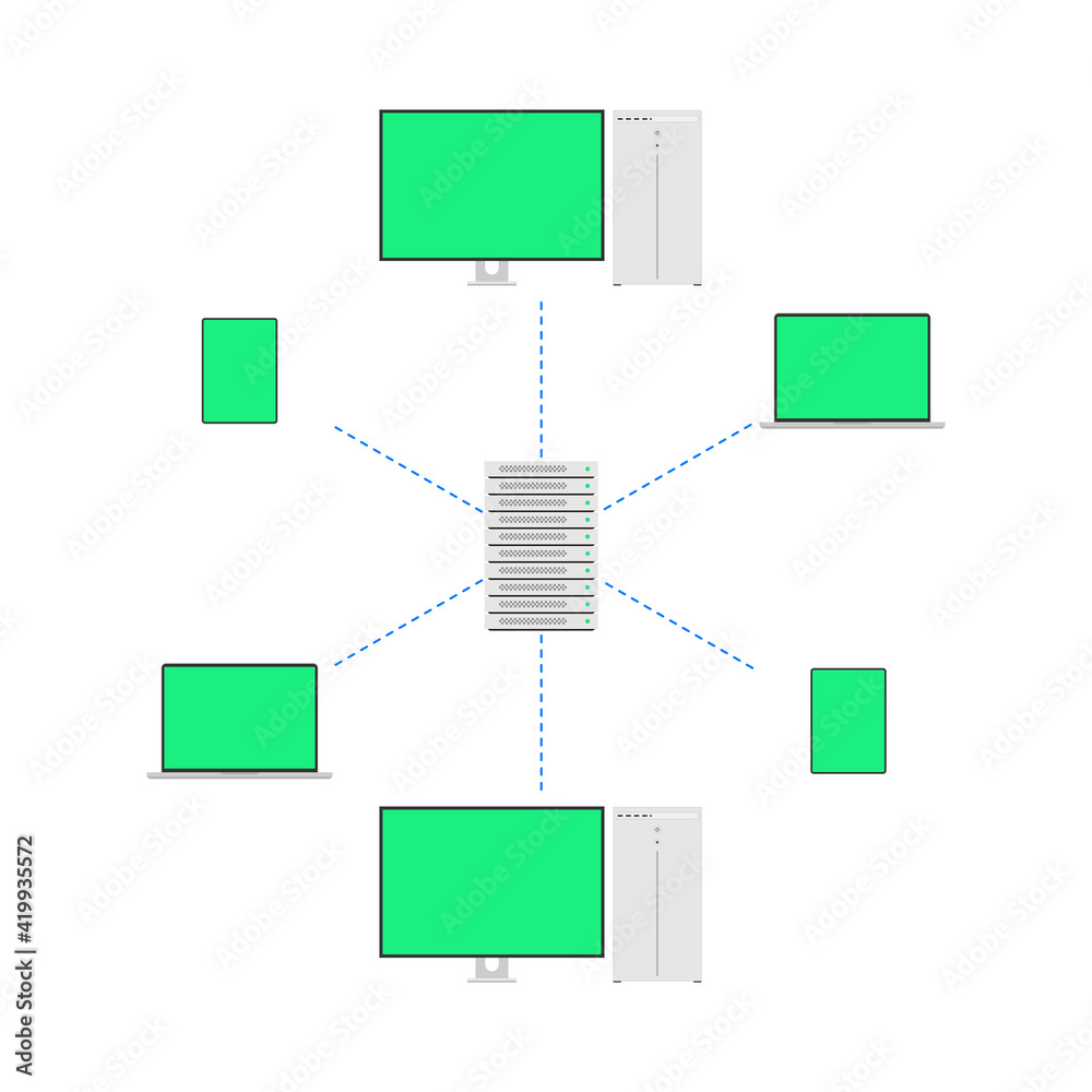 Client-server architecture scheme. Vector illustration. Stock Vector ...