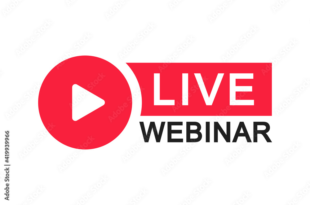 Live Webinar Button. Live stream logo. Video conference icon. Live ...