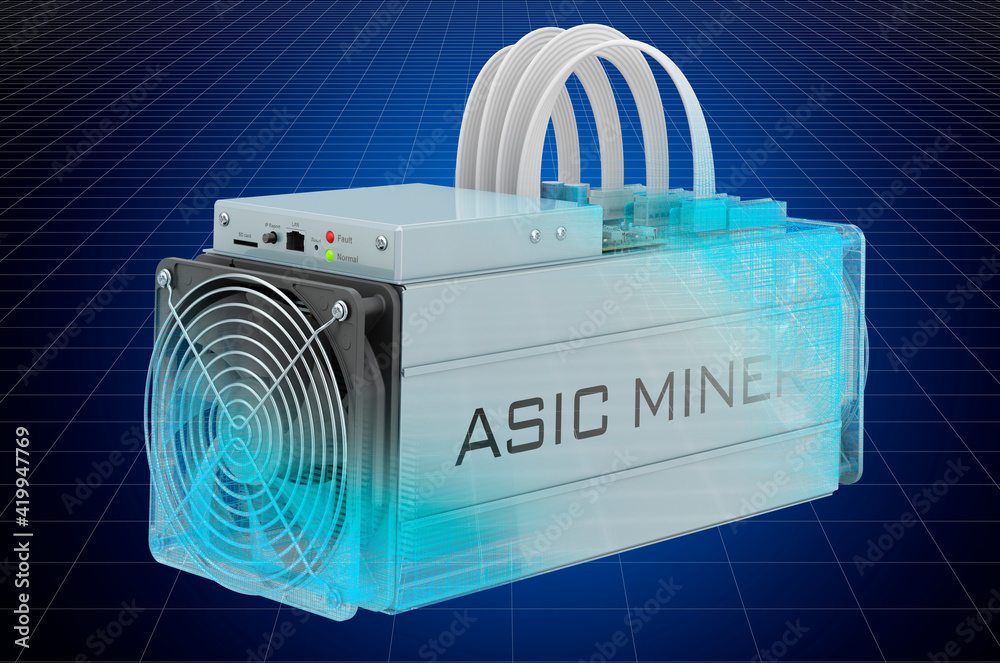 Visualization 3d cad model of ASIC, blueprint. 3D rendering Stock ...