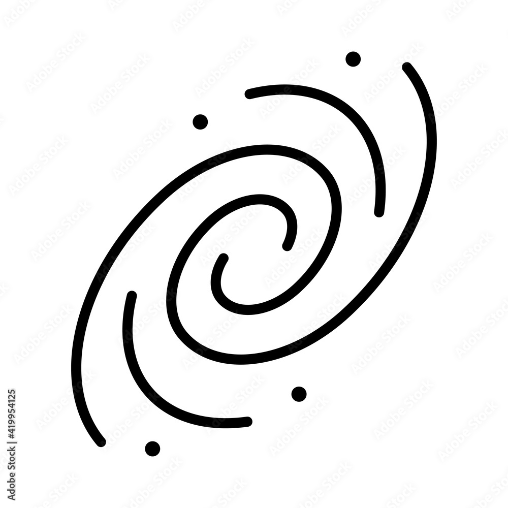 Simple galaxy monochrome contoured line vector galactic universe solar ...