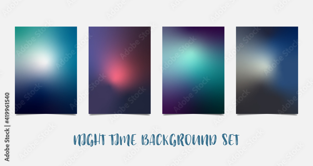 Set of colorful A4 sunset and sunrise . Blurred modern mesh background ...