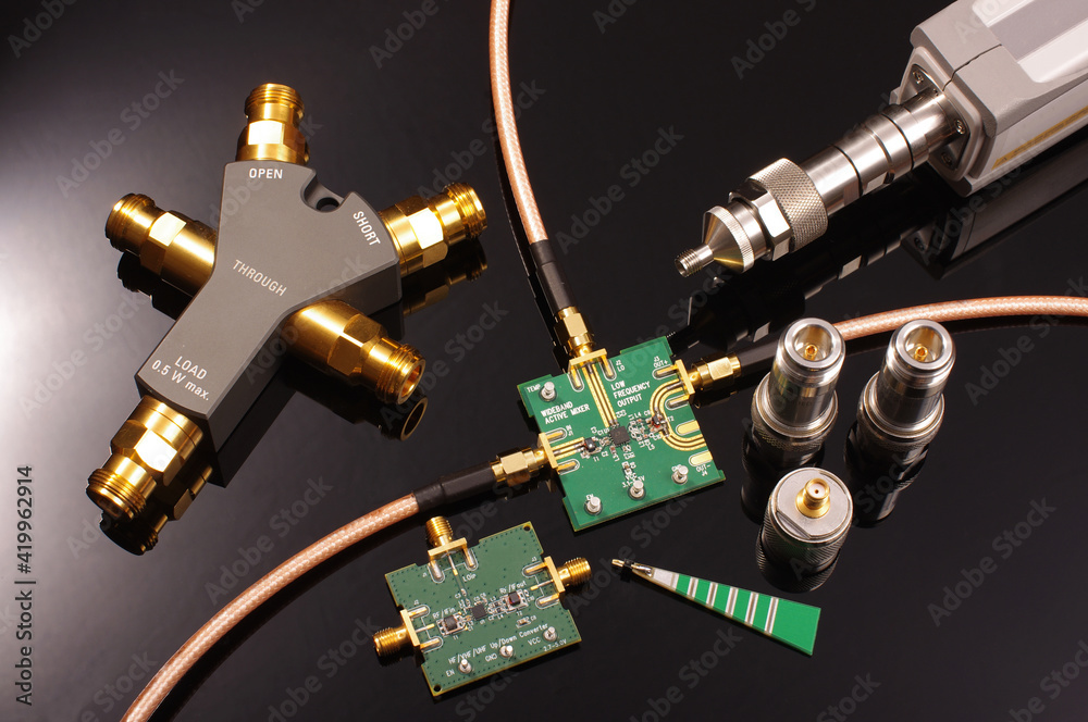 RF PCB and equipment for testing and measurements isolated Stock Photo ...
