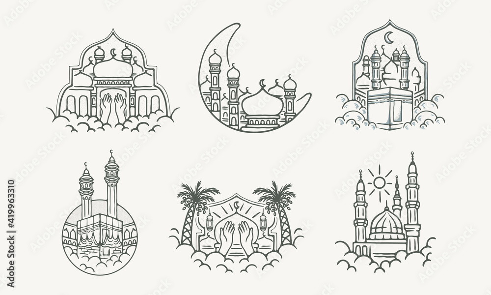 vector illustration of Islamic line art Stock Vector | Adobe Stock