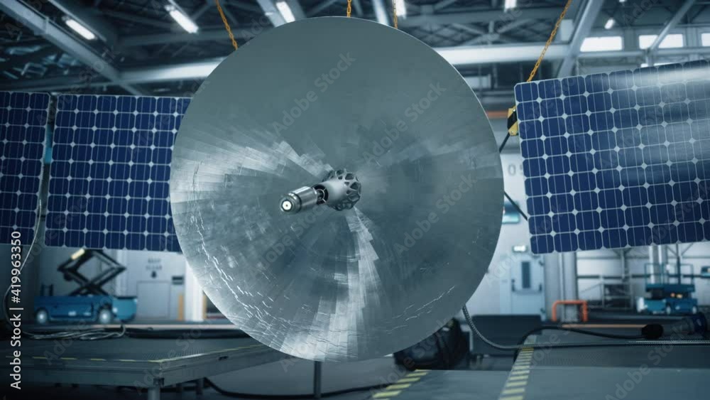 Satellite Under Construction in Aerospace Technology Manufacturing ...