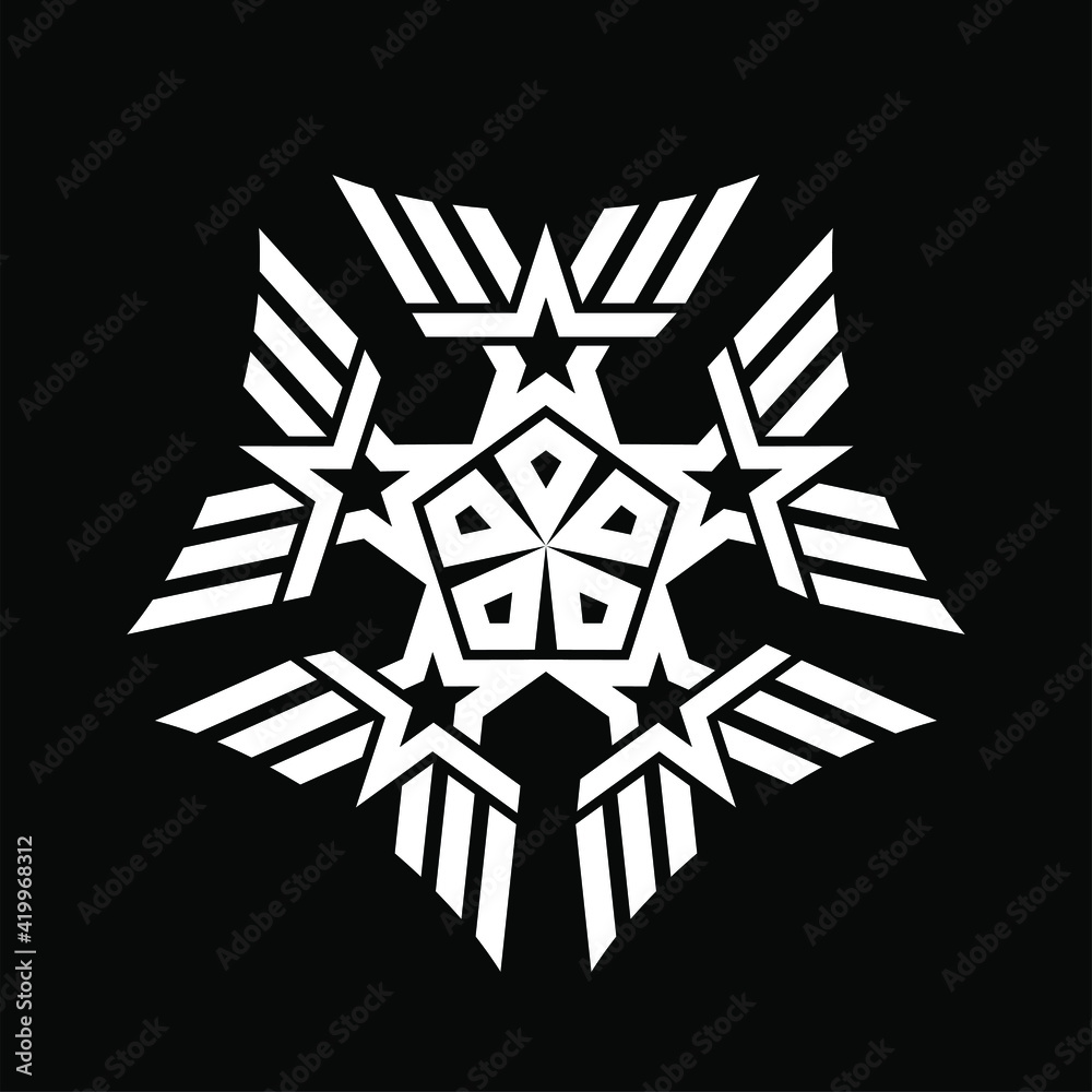 Five star logo templatewith military straight line art illustration in ...