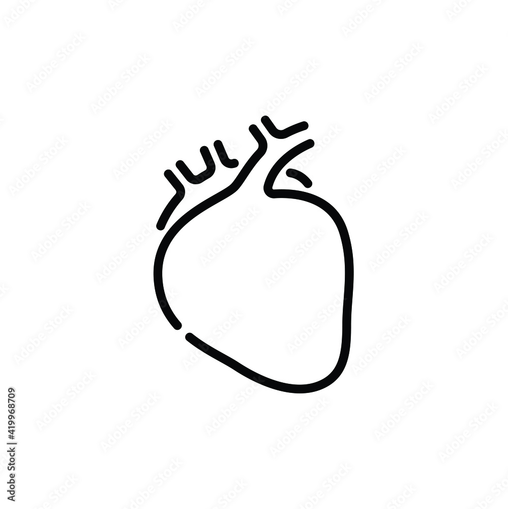 Heart thin icon in trendy flat style isolated on white background ...