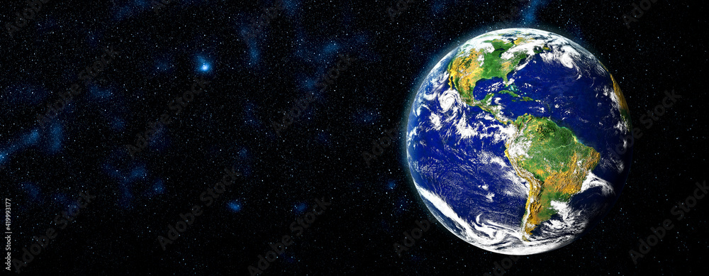 Planet earth globe view from space showing realistic earth surface and ...