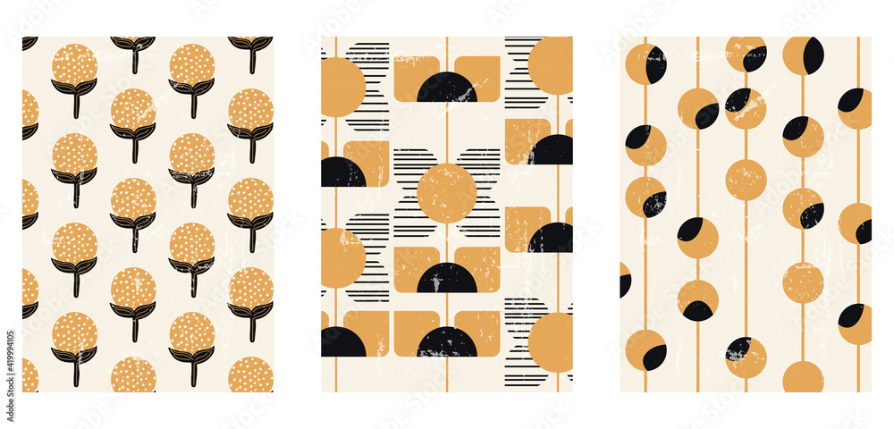 A set of three matching aesthetic posters. Backgrounds for interior ...