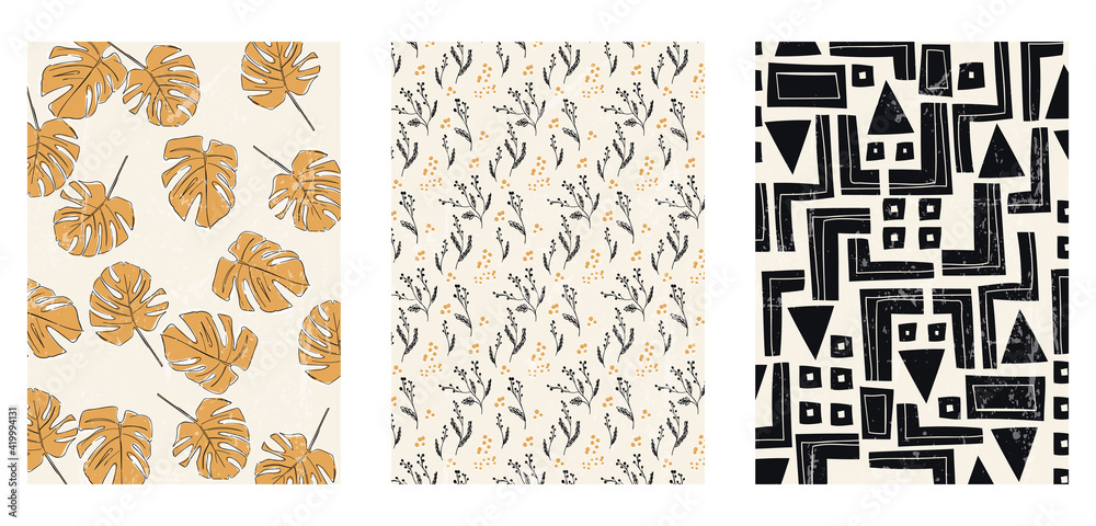 A set of three matching aesthetic posters. Backgrounds for interior ...
