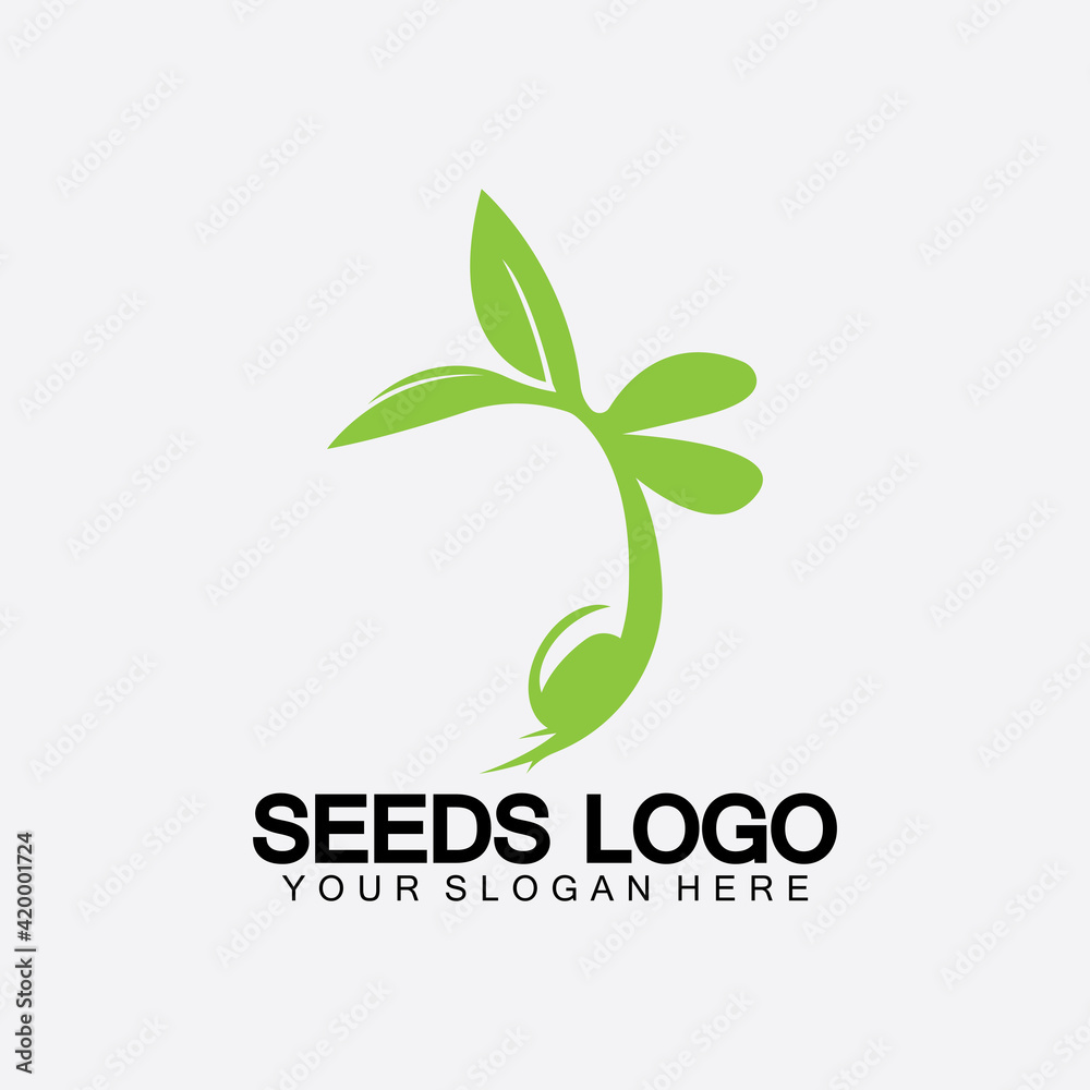 Plant Seeds Logo Concept Template Vector.growing seed logo.Seed grow ...