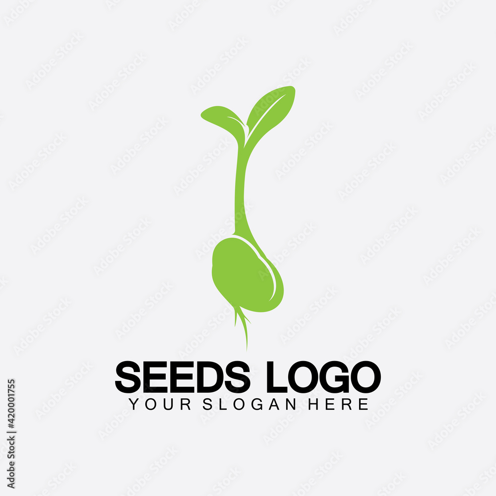 Plant Seeds Logo Concept Template Vector.growing seed logo.Seed grow ...