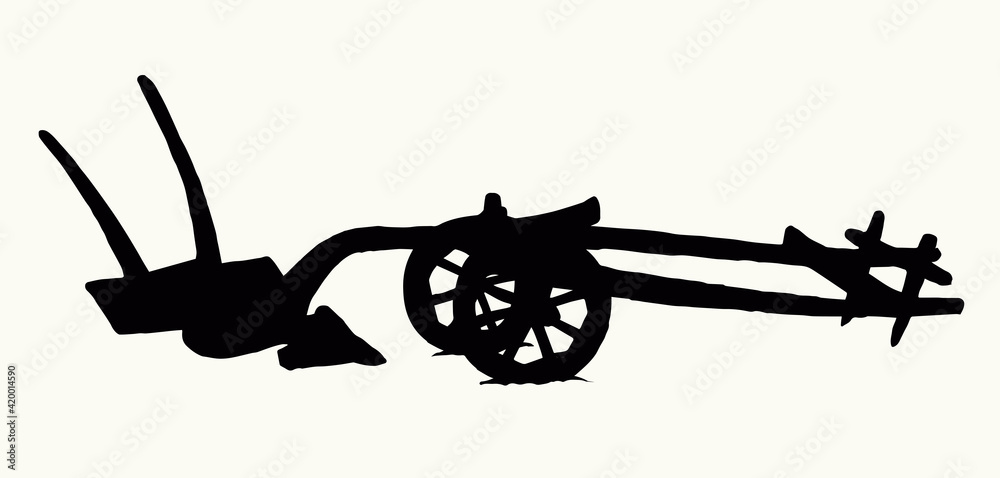 Ancient plow. Vector drawing object Stock Vector | Adobe Stock