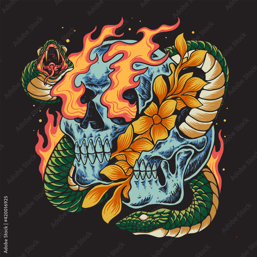 snake skull design illustration Stock Vector | Adobe Stock